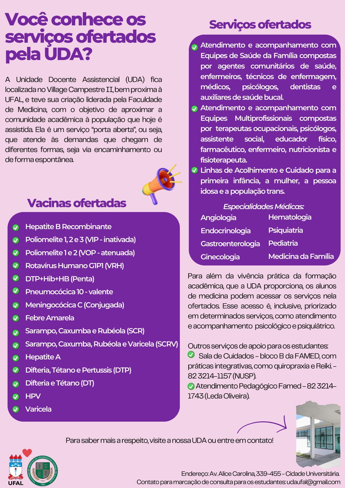 Serviços da UDA (Unidade Docente Assistencial) — Faculdade de Medicina